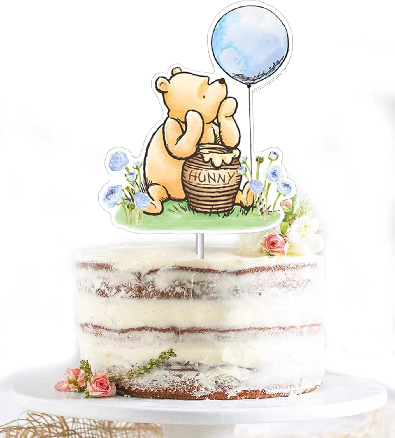 Classic Winnie CakeITSC Topper - Blue Winnie Bear Centerpiece for Boys ...