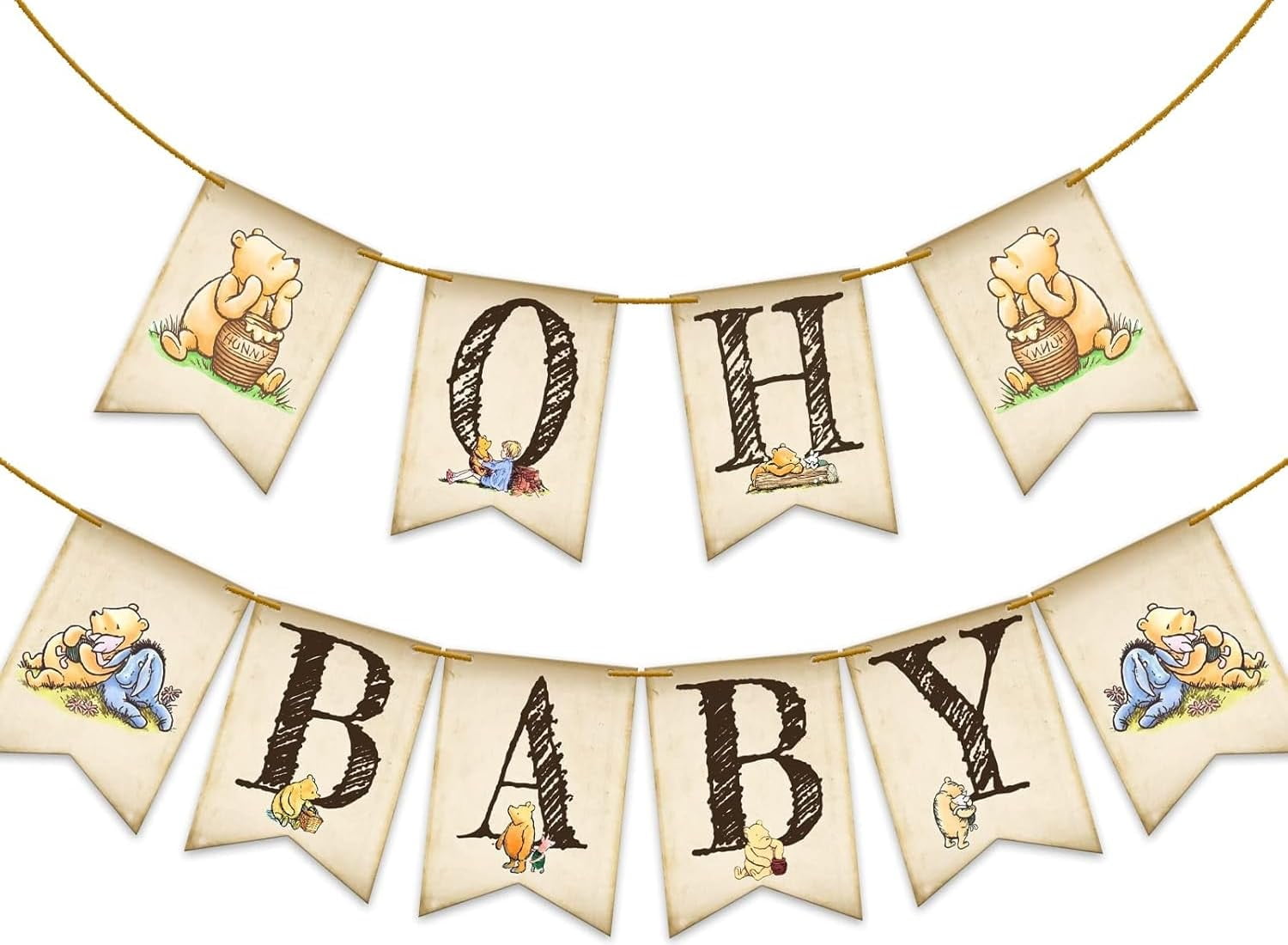 Classic Winnie Oh Baby Banner for Baby Shower Decorations Pooh First ...