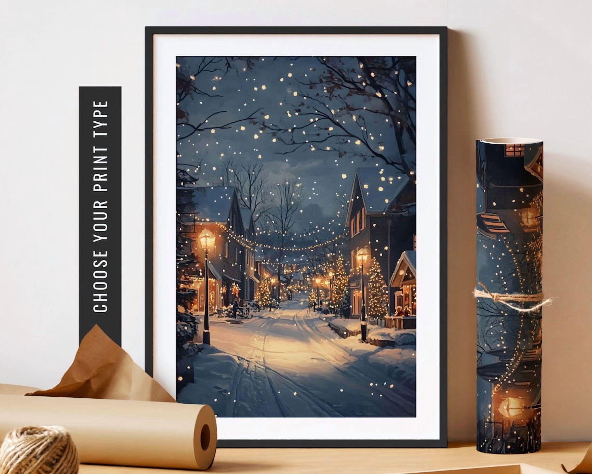 Classic Winter Holiday Poster, Moody Snowy Winter Holiday Print ...