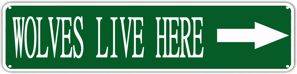 Classic Wolves Live Here Street Sign,Metal Road Sign For Indoor/Outdoor ...