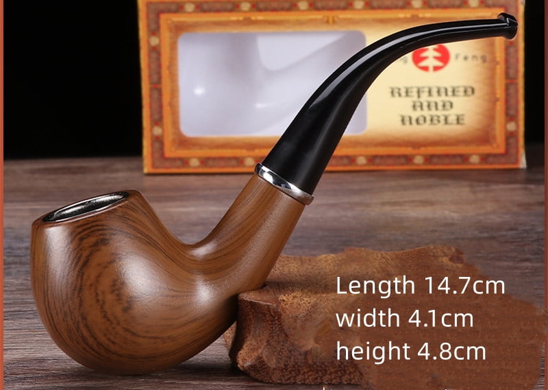 Classic Wood Grain Resin Pipe Chimney Filter Long Smoking Pipes Tobacco ...