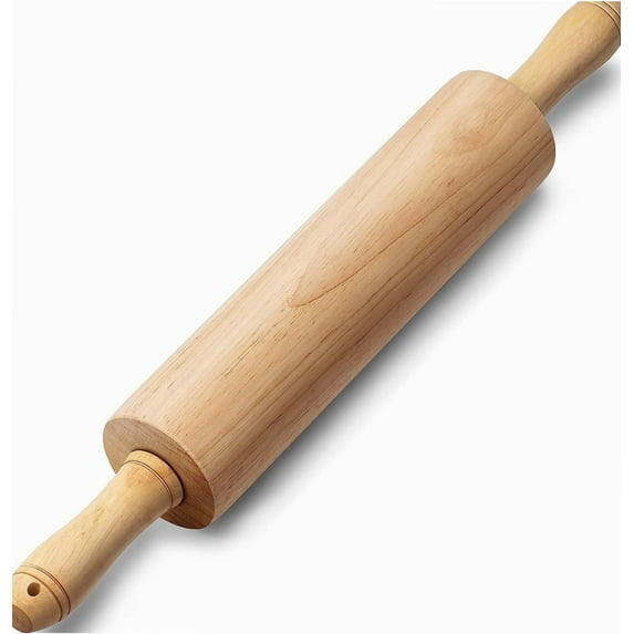 Classic Wooden Rolling Pin 17.5 Inch, Rotating Centre Dough Roller with ...