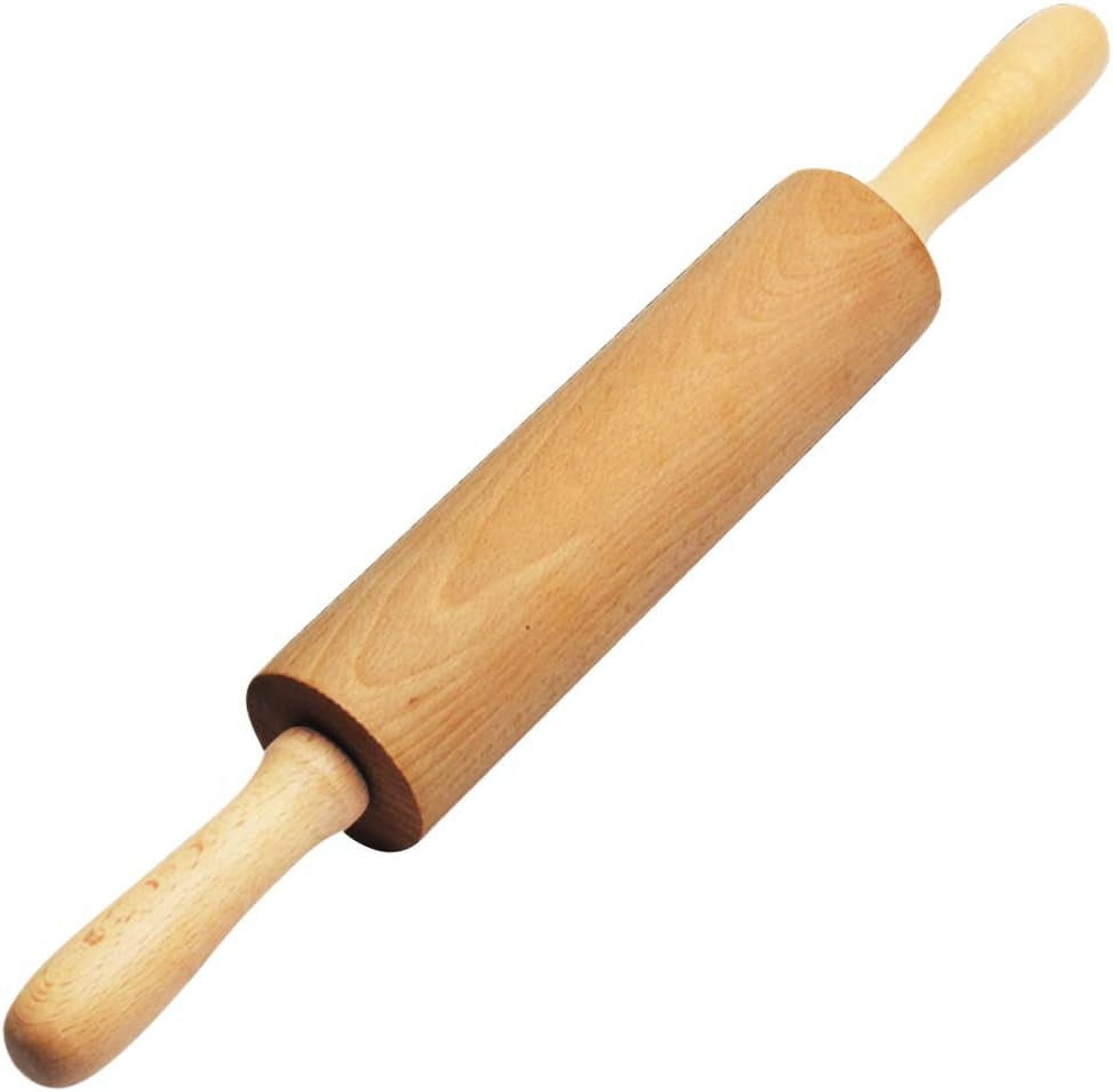 Classic Wooden Rolling Pin, Easy-Roll Design with Handles, Heavy Duty ...