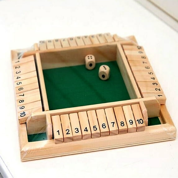 Classic Wooden Shut The Box Game - 2-4 Player Traditional Pub Dice Game ...