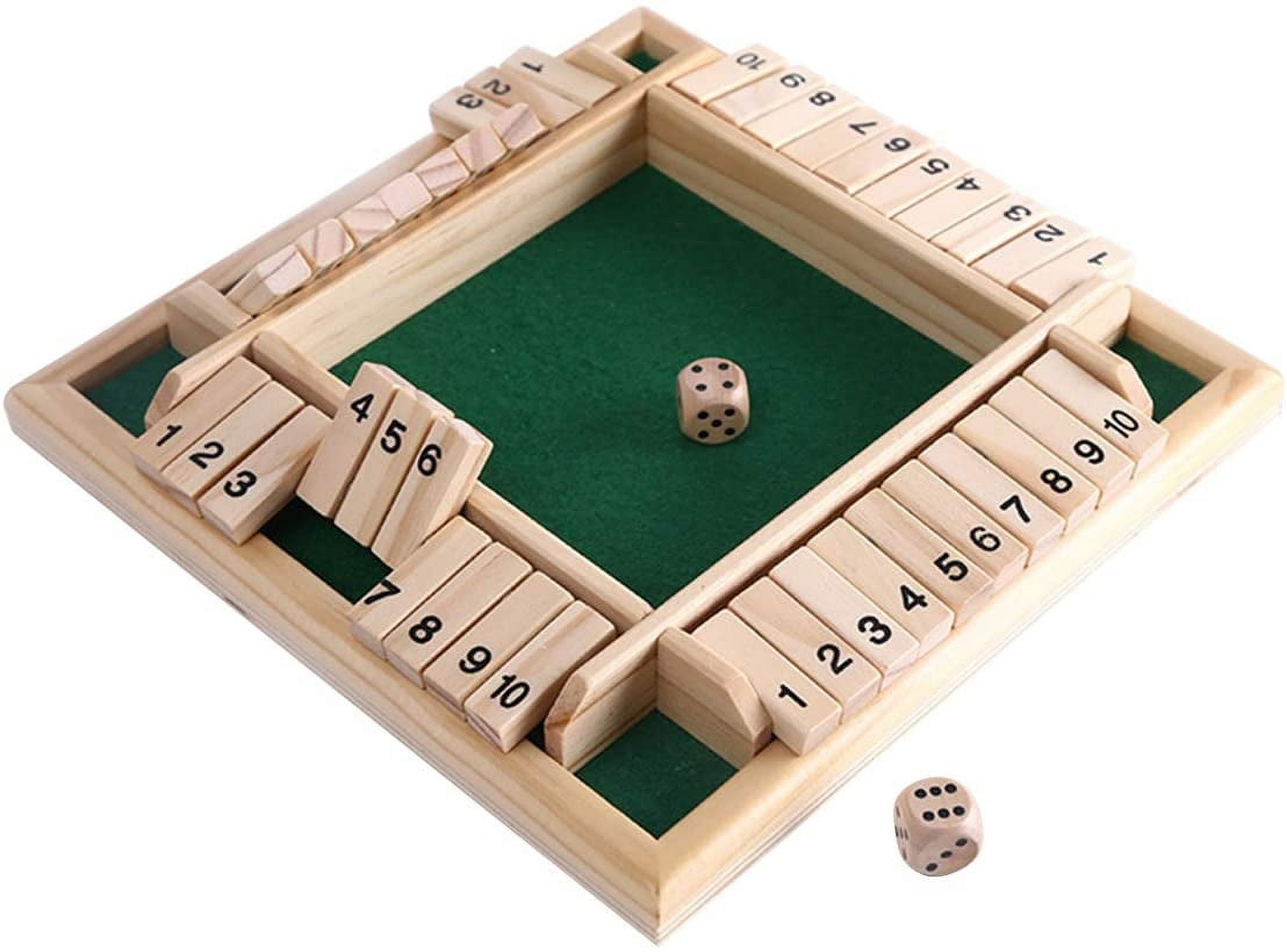 Classic Wooden Shut The Box Game For 4 Players, Portable Dice Board Toy ...