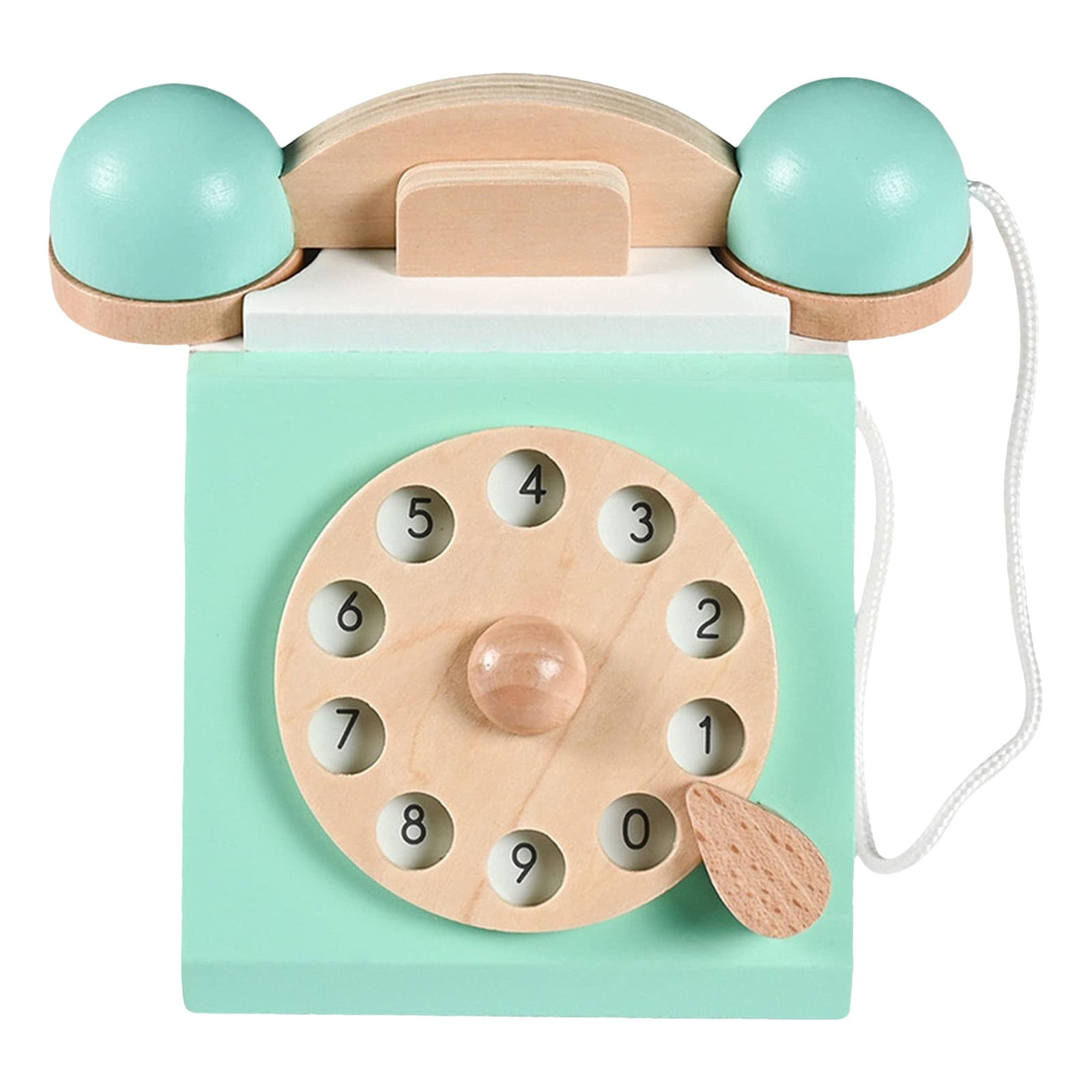 Classic Wooden Telephone Realistic Vintage Dial Telephone Playset ...