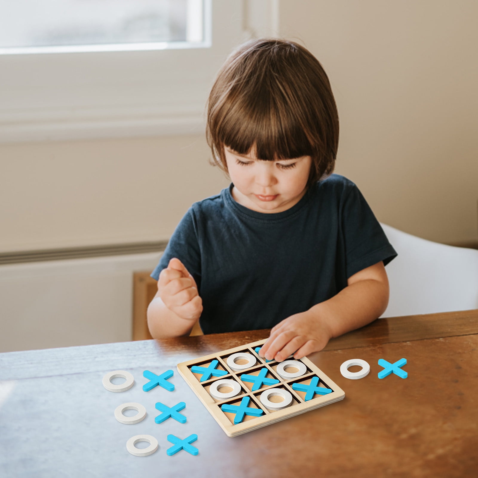Classic Wooden X and O Block Board Game for Kids & Adults - Portable ...