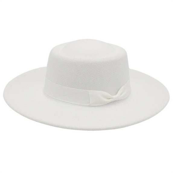 Classic Wool Fedora Hat for Women and Men, Flat Top Wide Brim Retro ...