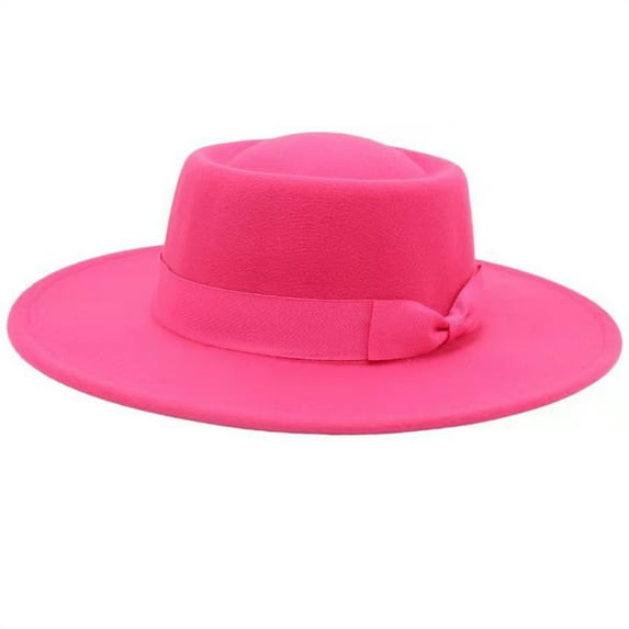 Classic Wool Fedora Hat for Women and Men, Flat Top Wide Brim Retro ...