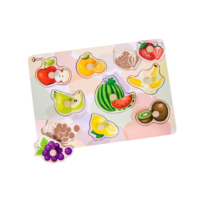 Classic World Children's Wooden Fruit Shapes Puzzle - Walmart.com
