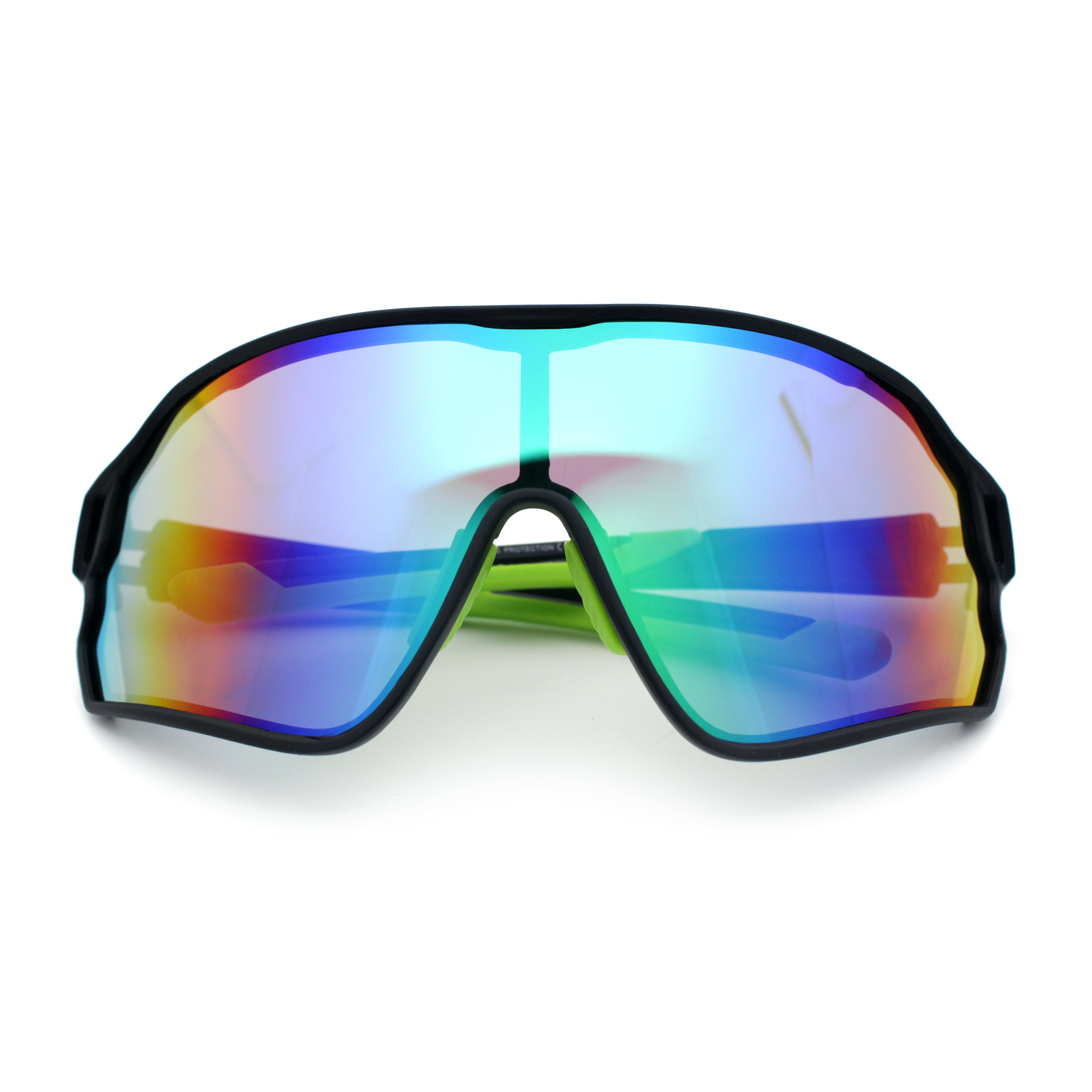 Classic Y2K Oversized Sport Shield Plastic Colored Mirror Mens Wrap ...