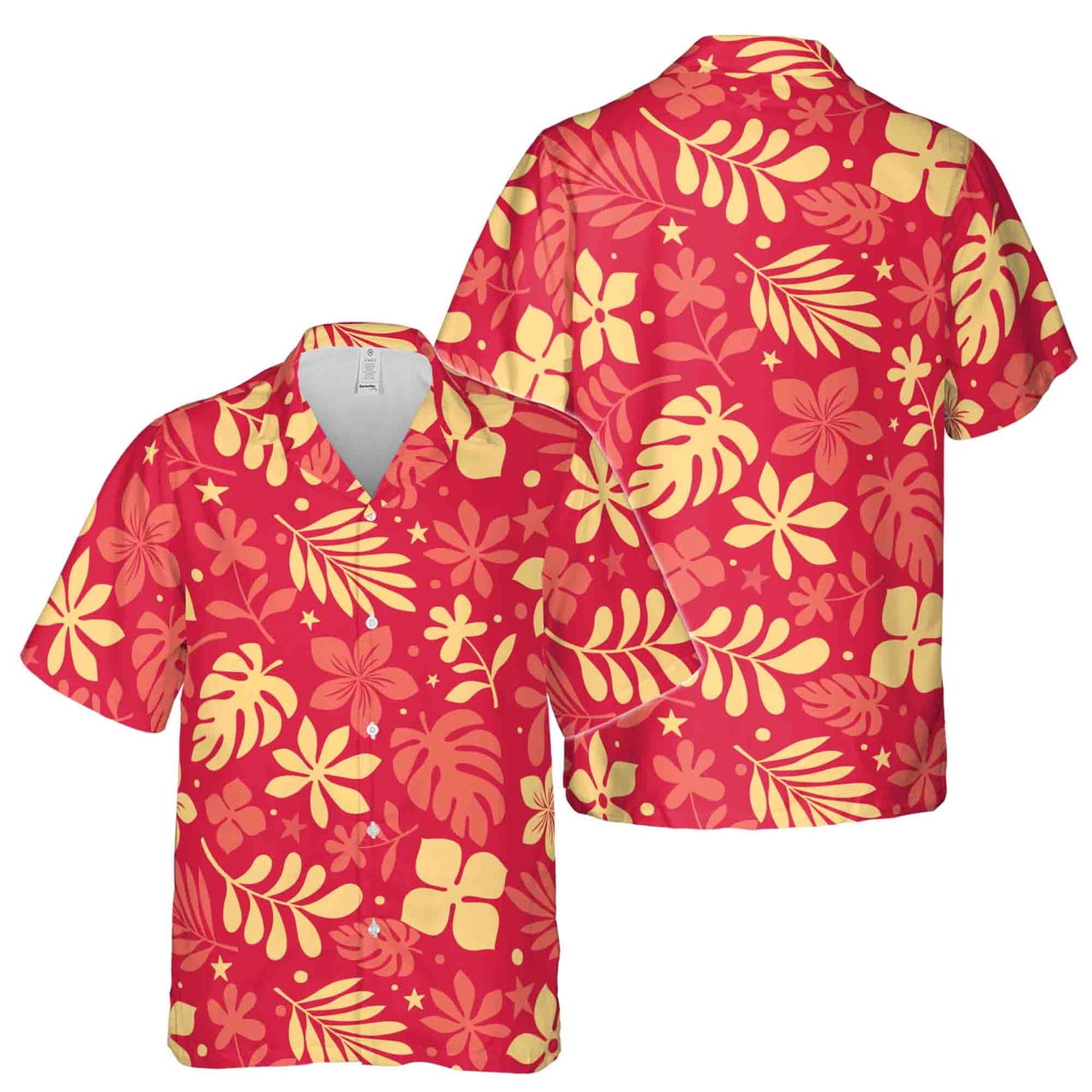 Classic Yellow Red Flower Hawaiian Shirt S-5XL - Walmart.com