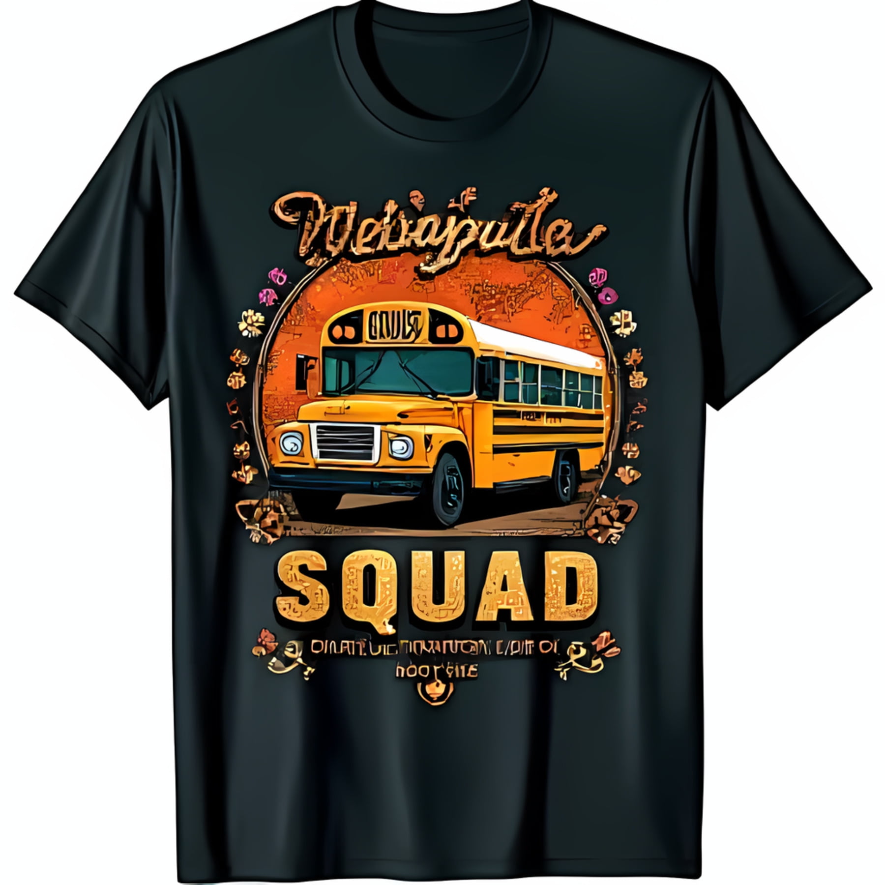 Classic Yellow School Bus Graphic Black T-Shirt Metajputla Squad Design ...