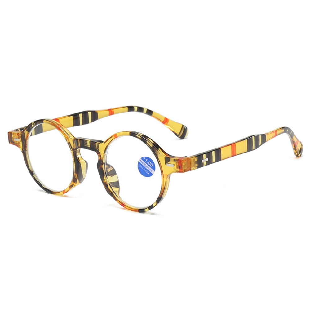 Classic Yellow Strip Round Reading Glasses 1.50 Blue Light Blocking ...