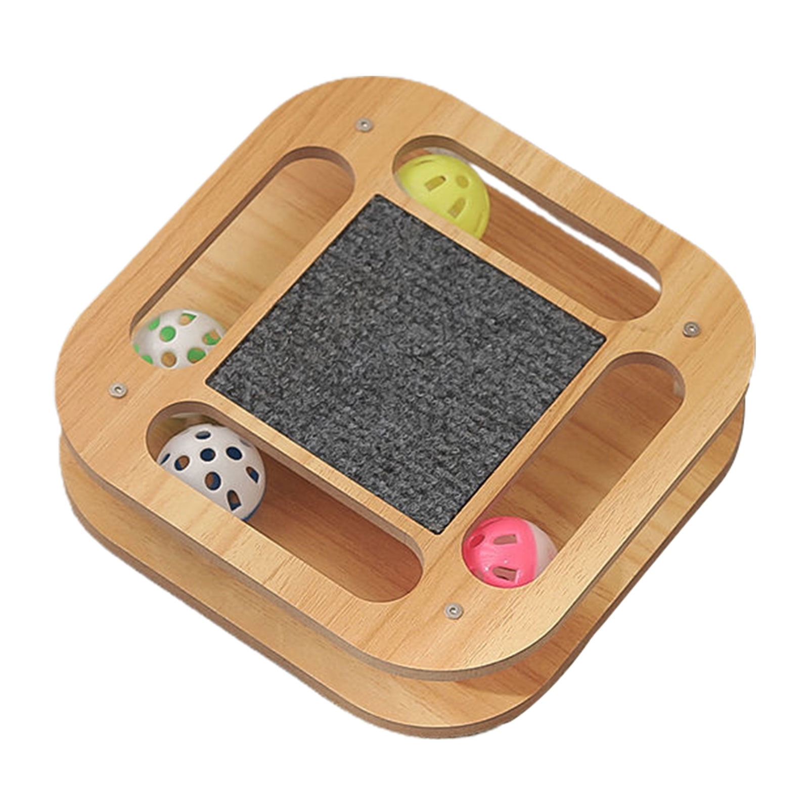 Classic Yellow Wood Grain Square Scooping Ball To Amuse Cat Turntable ...