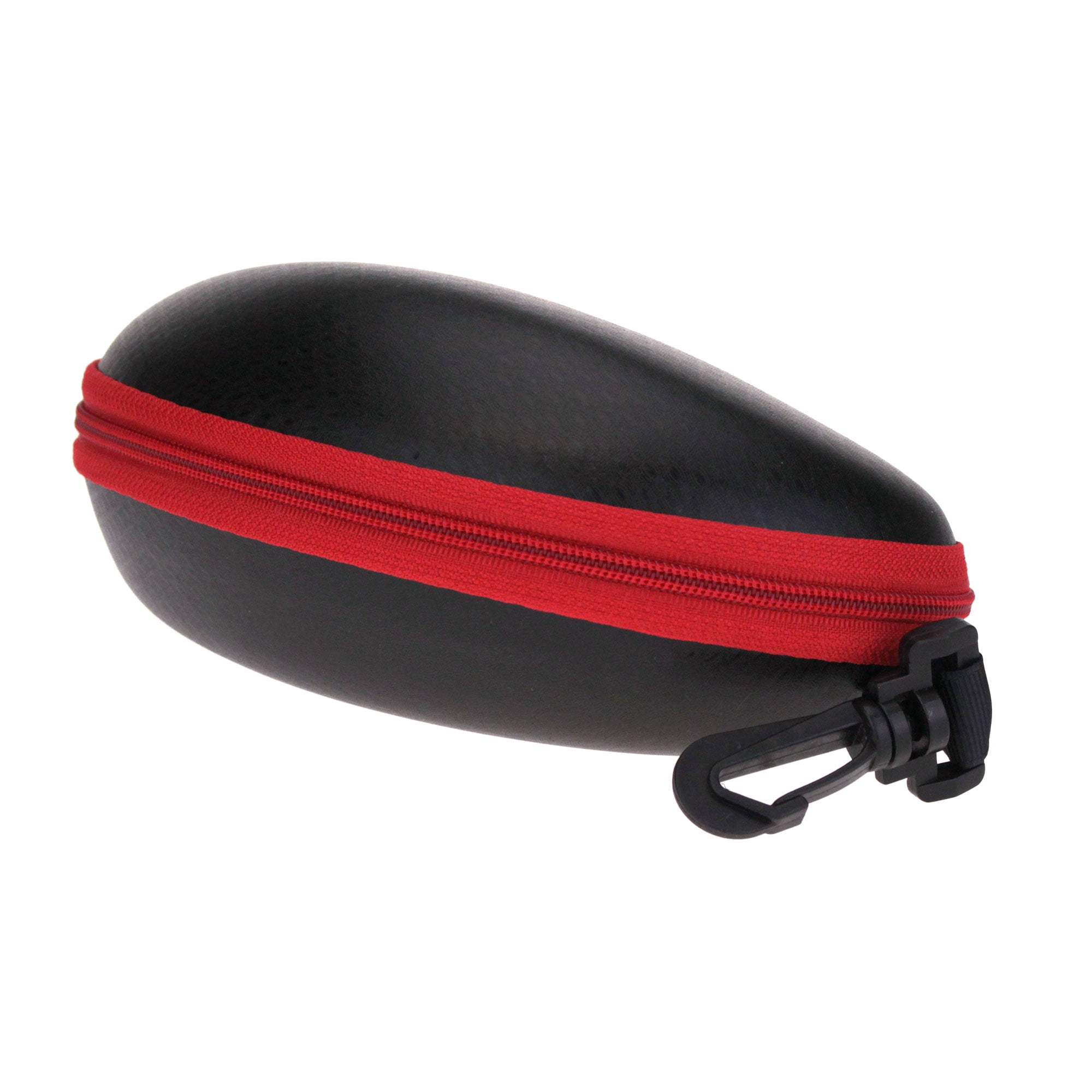 Classic Zippered Hard Eyewear Carrying Case With Clip Hook Black Red ...