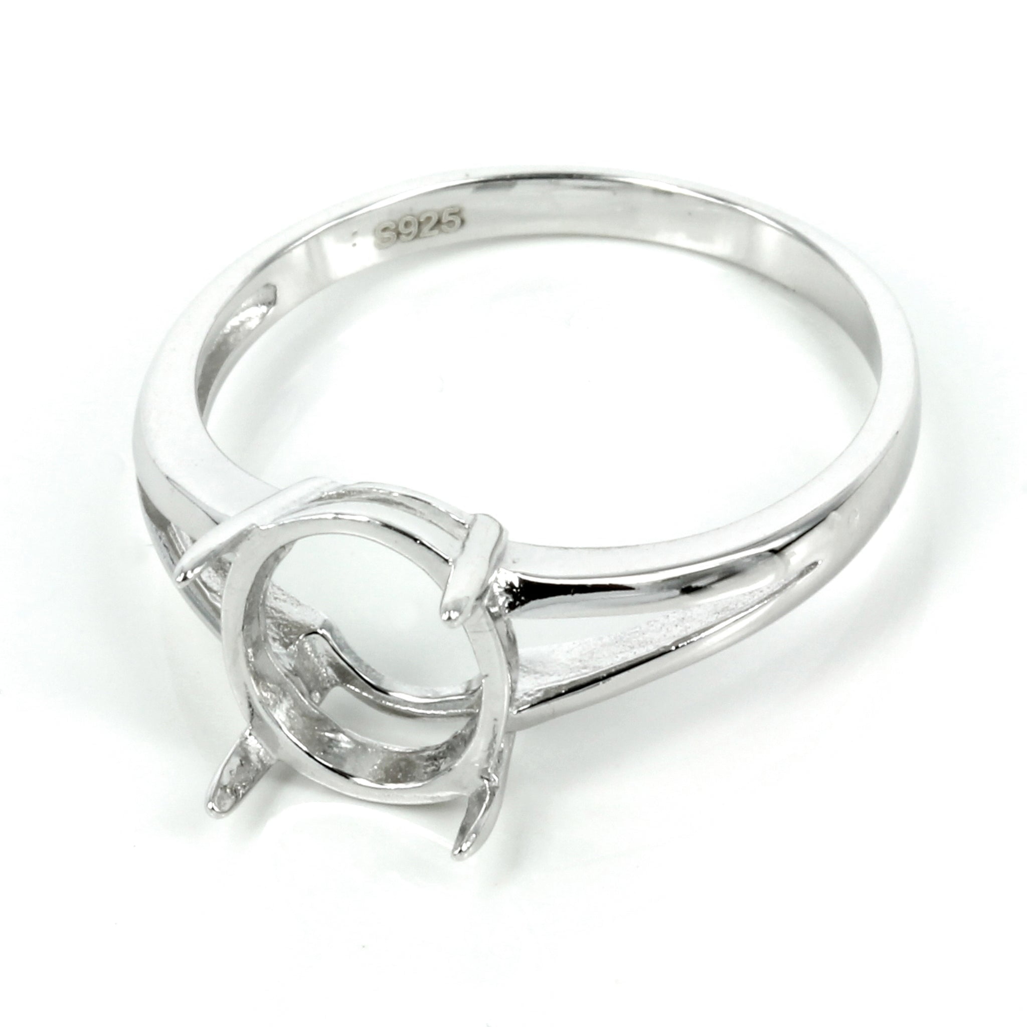 Classic basket style split-shank ring with prong setting in sterling ...