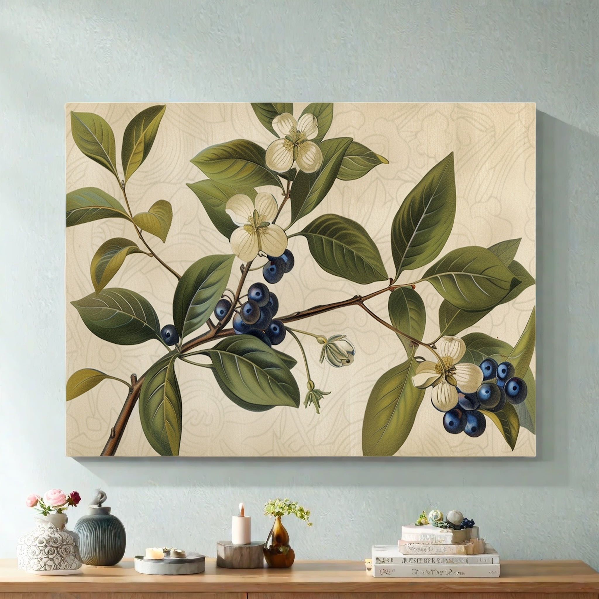 Classic botanical art: the natural poetry of blueberry branches and ...