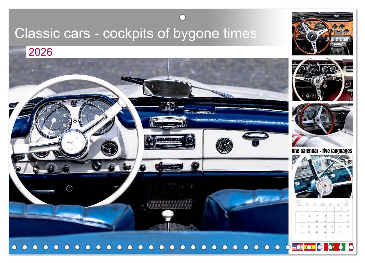 Classic cars - cockpits of bygone times (Monthly Wall Calendar 2026 16. ...