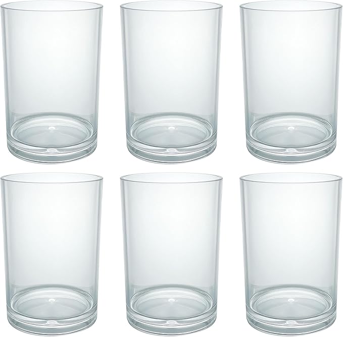 Classic clear plastic drinking cup 12 oz., non-breakable 6 cups ...