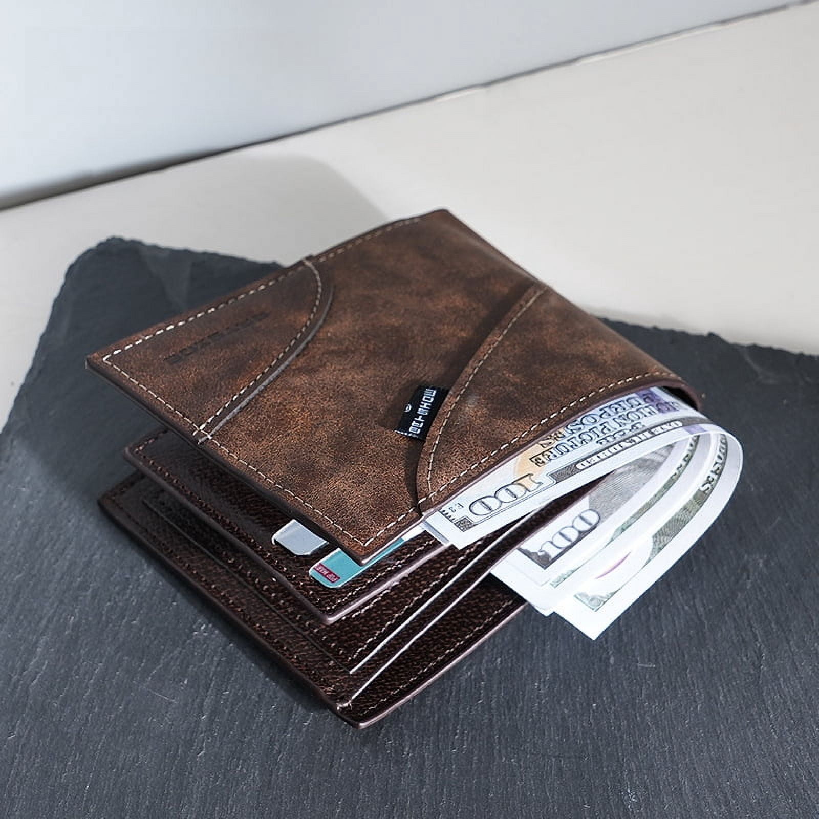 Classic men's business casual wallet, retro zipper short, multi slot ...