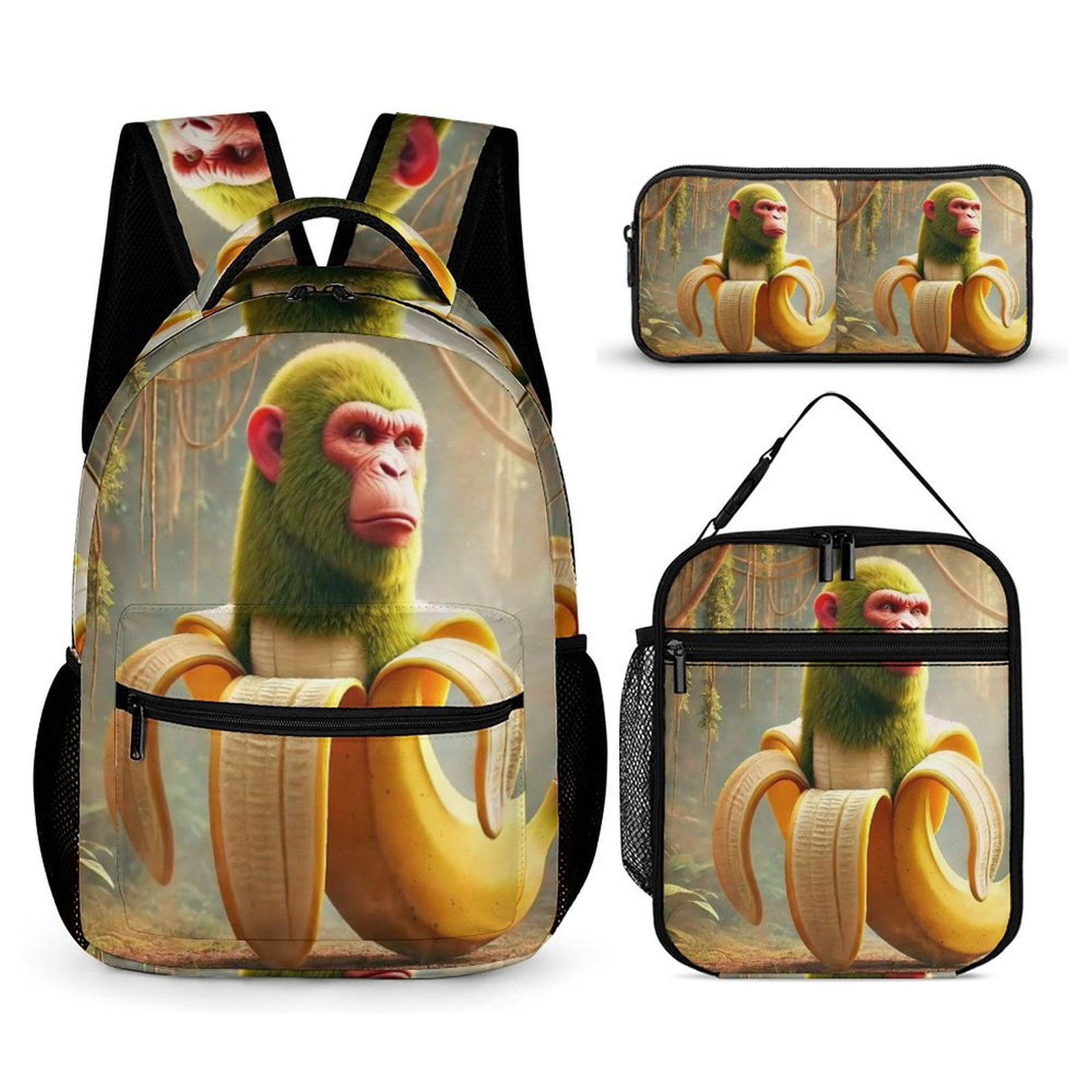 Classic of Mountains And Seas Banana Orangutan 3 Piece Backpack Set ...