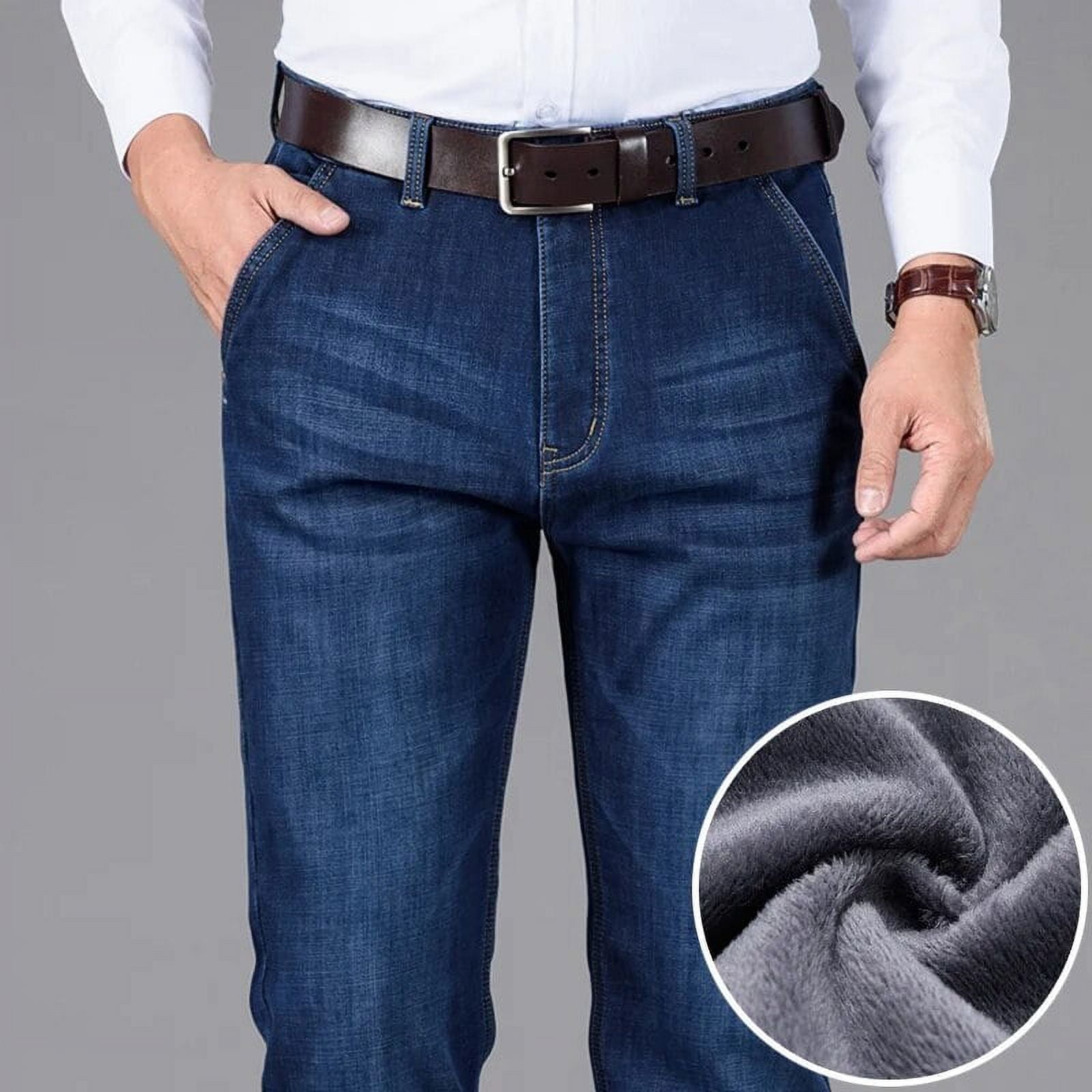 Classic style winter men's warm business jeans-fashion casual denim ...