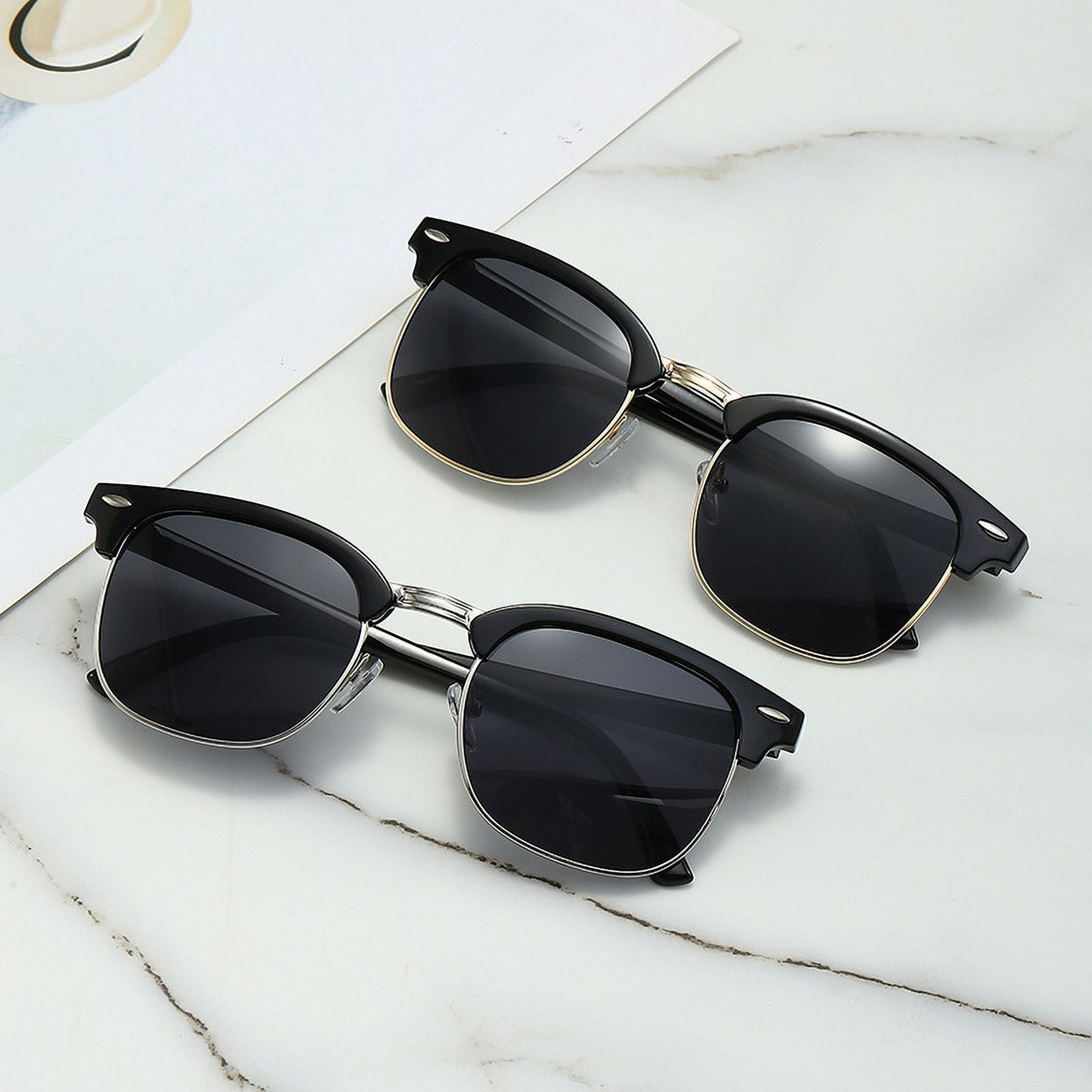 Classic sunglasses retro rice nail half frame sunglasses fashion color ...
