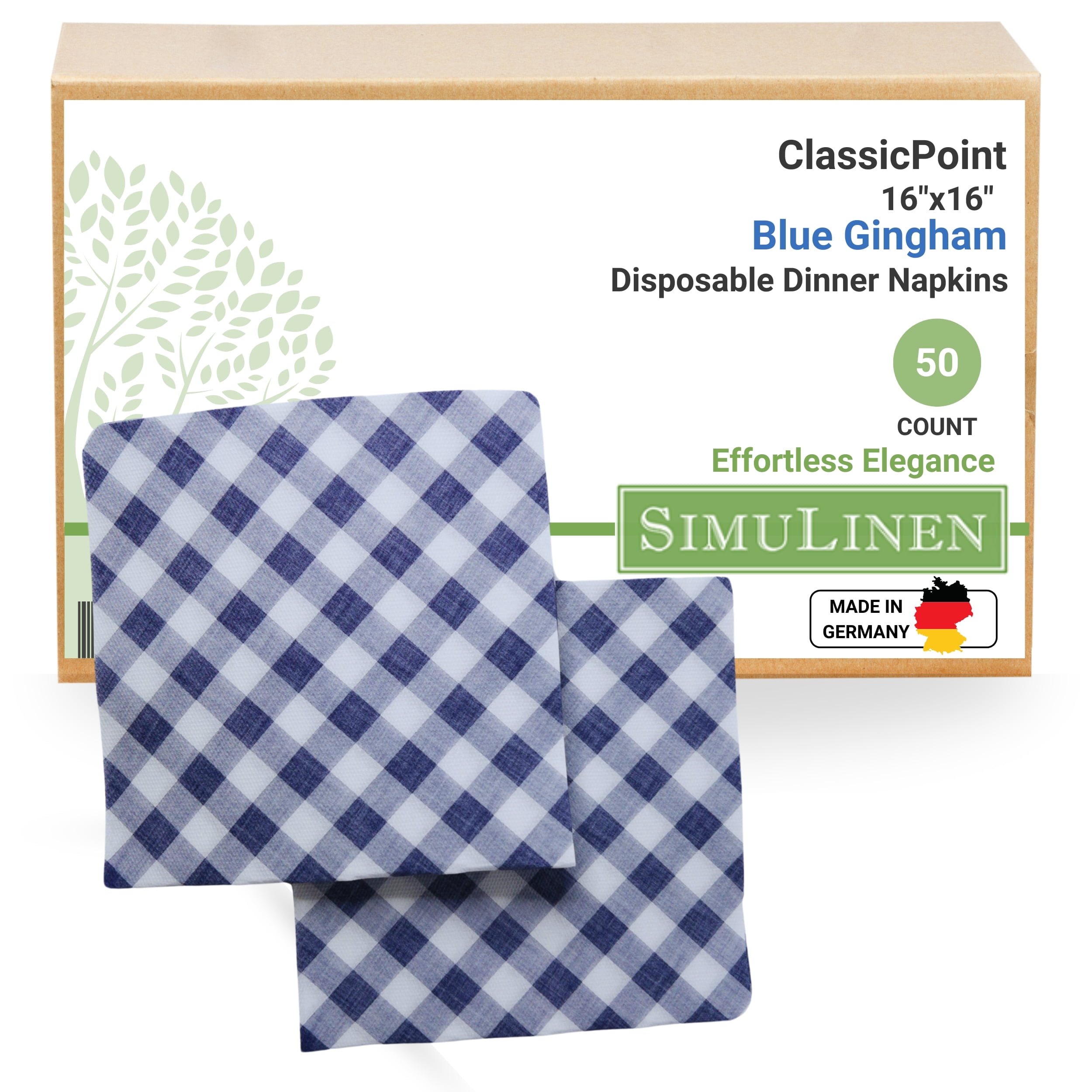 ClassicPoint Dinner Napkins - Blue Gingham - Decorative & Disposable 15 ...