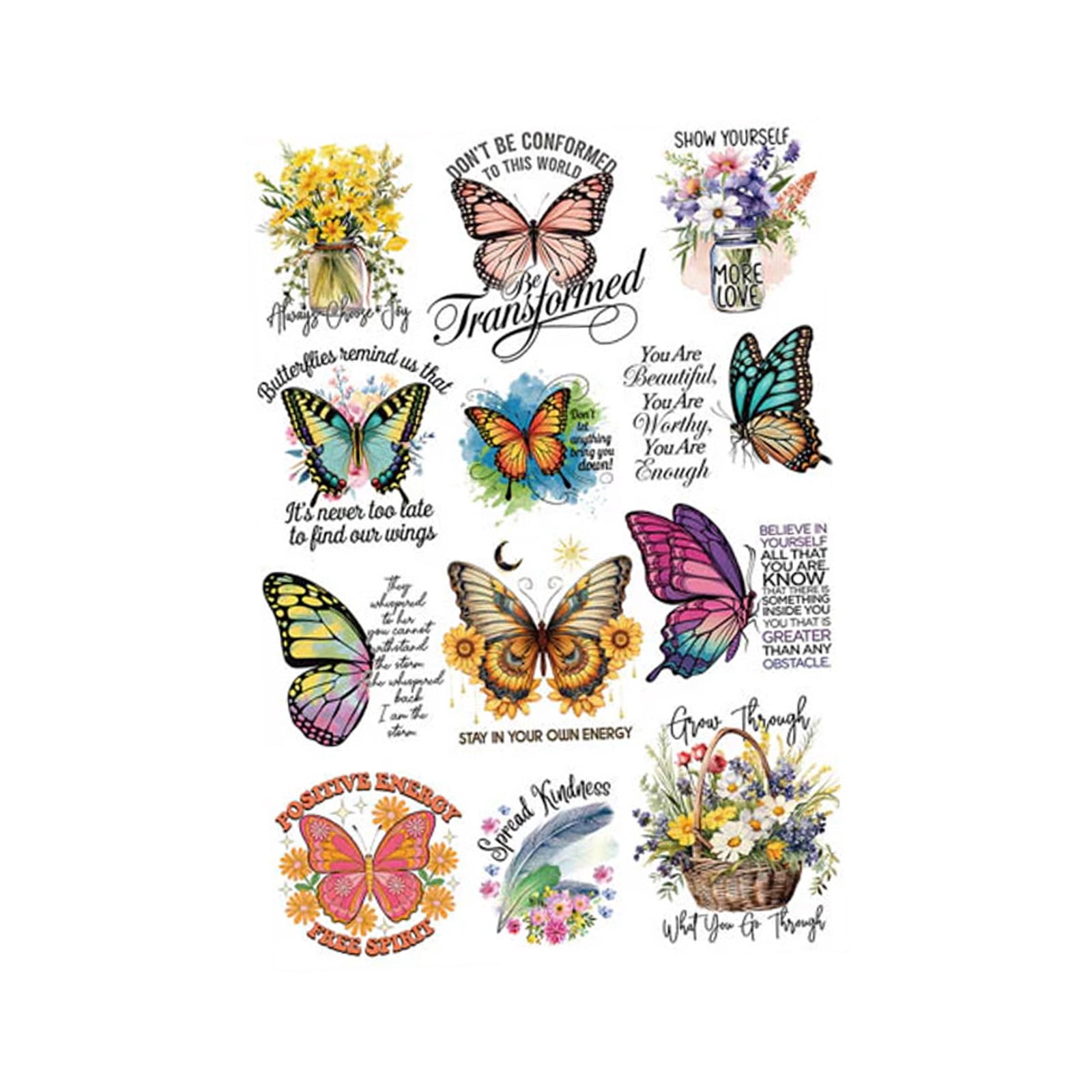 Classical Aesthetic Butterfly Rub on Stickers Flower Transfer for ...