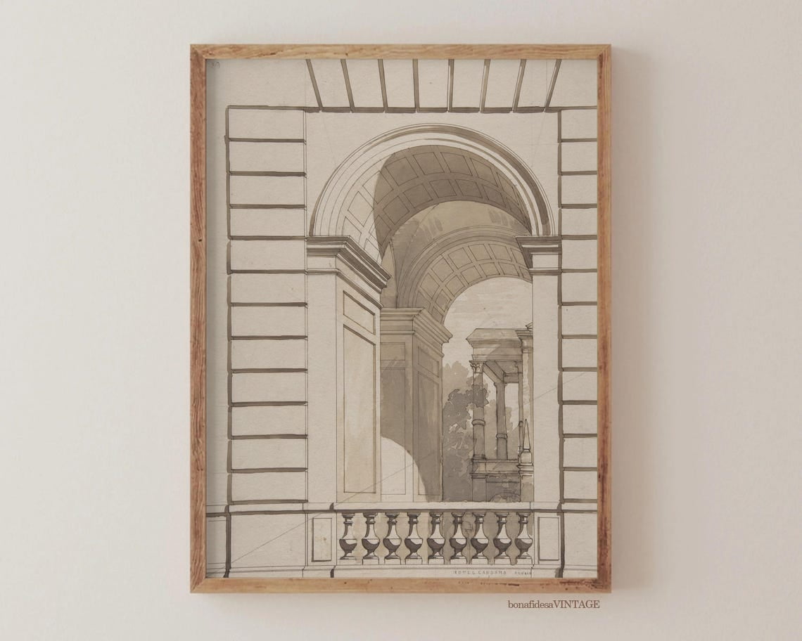 Classical Architectural Arch Study Drawing Poster Decor For Living Room ...