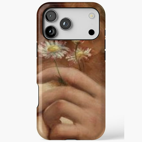 Classical Art Hand With Daisies Painting iPhone Case 17 16 15 14 13 12 ...