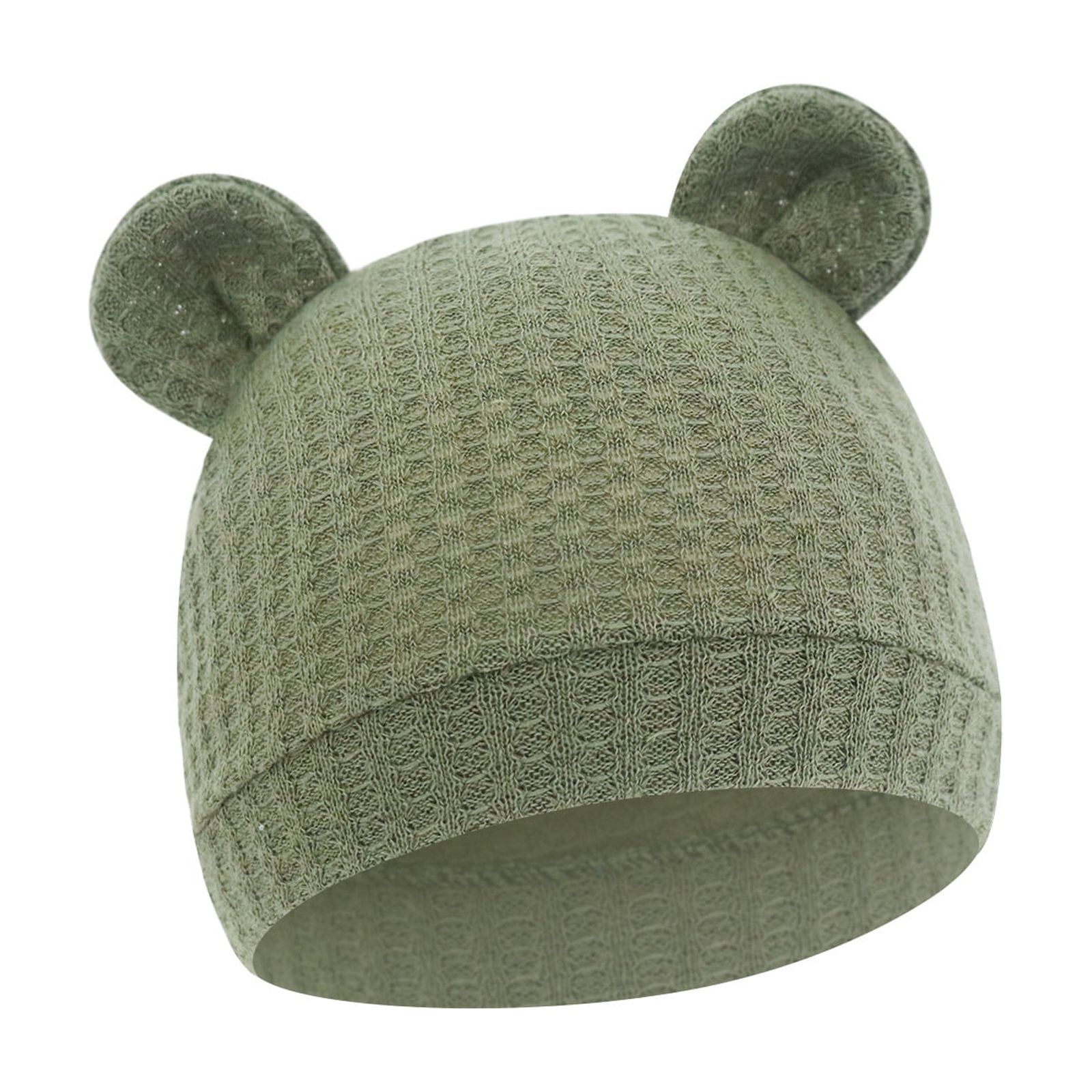 Classical Bear Ear Infant Hat Waffles Weave Fabric Stretchy Head Cover ...