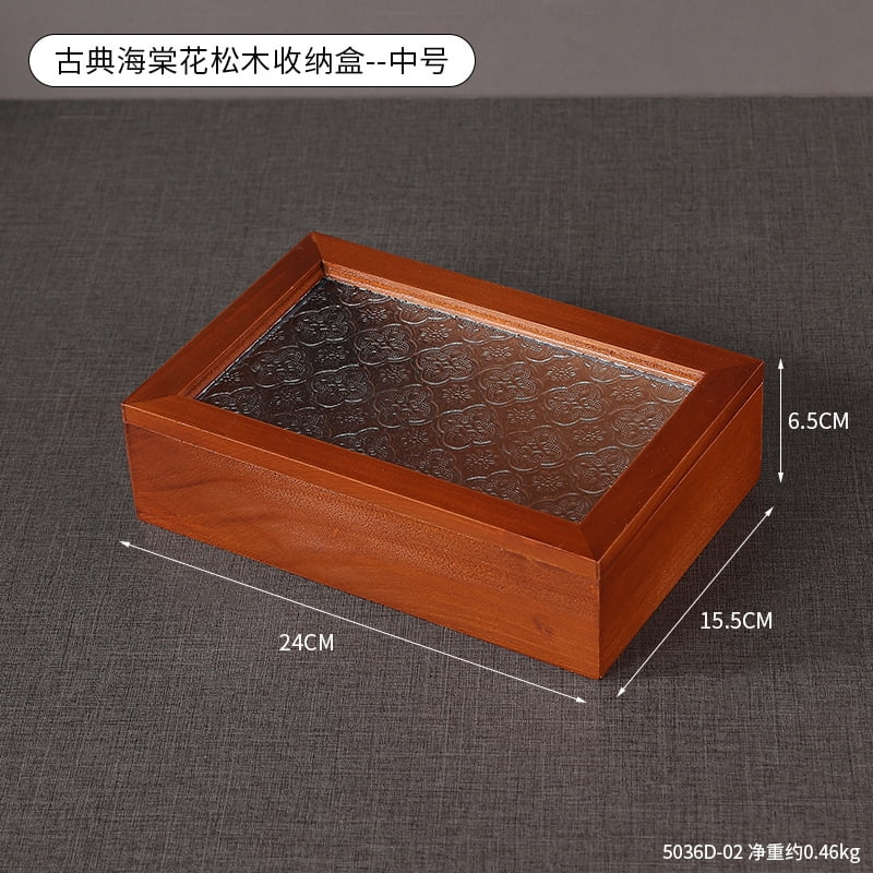 Classical Begonia Glass Wooden Storage Box Jewelry Souvenir Packaging ...
