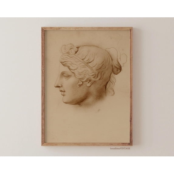 Classical Bust Drawing, Ancient Art Print Poster, Roman Style Sketch ...