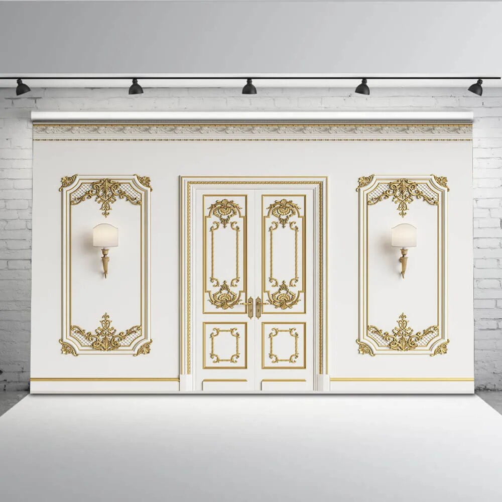 Classical Carving Pattern Door Photo Backdrop Shoot White Design ...