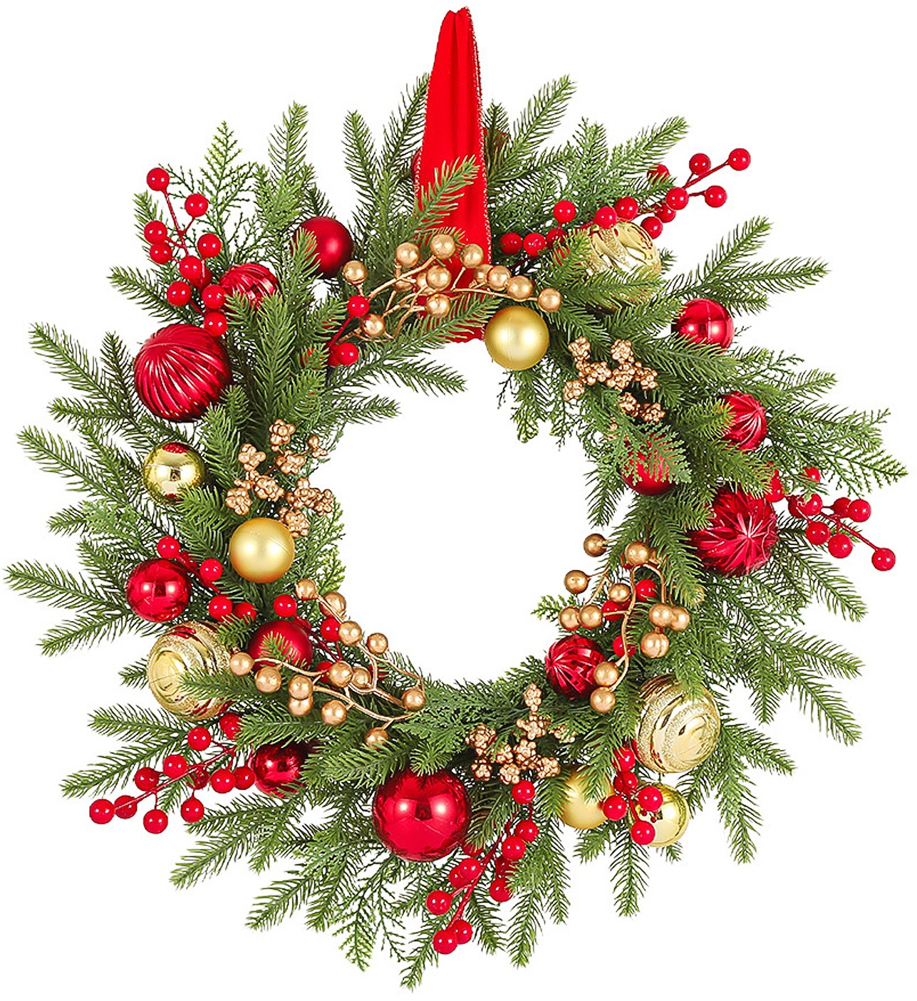 Classical Christmas Garland 19.69''- Realistic Red Berries & Pine Cones ...