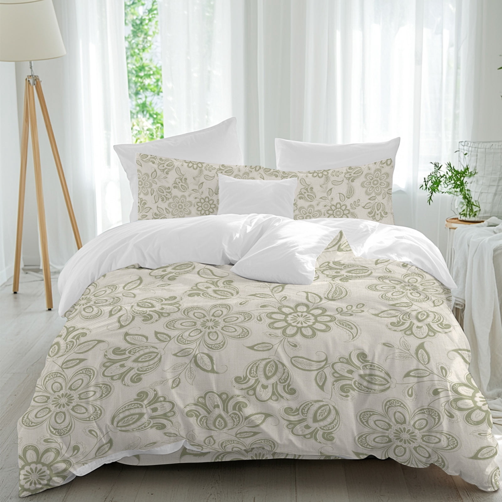 Classical Ethnic Flower Leaves Queen Size Bed Set,Traditional Tribal ...