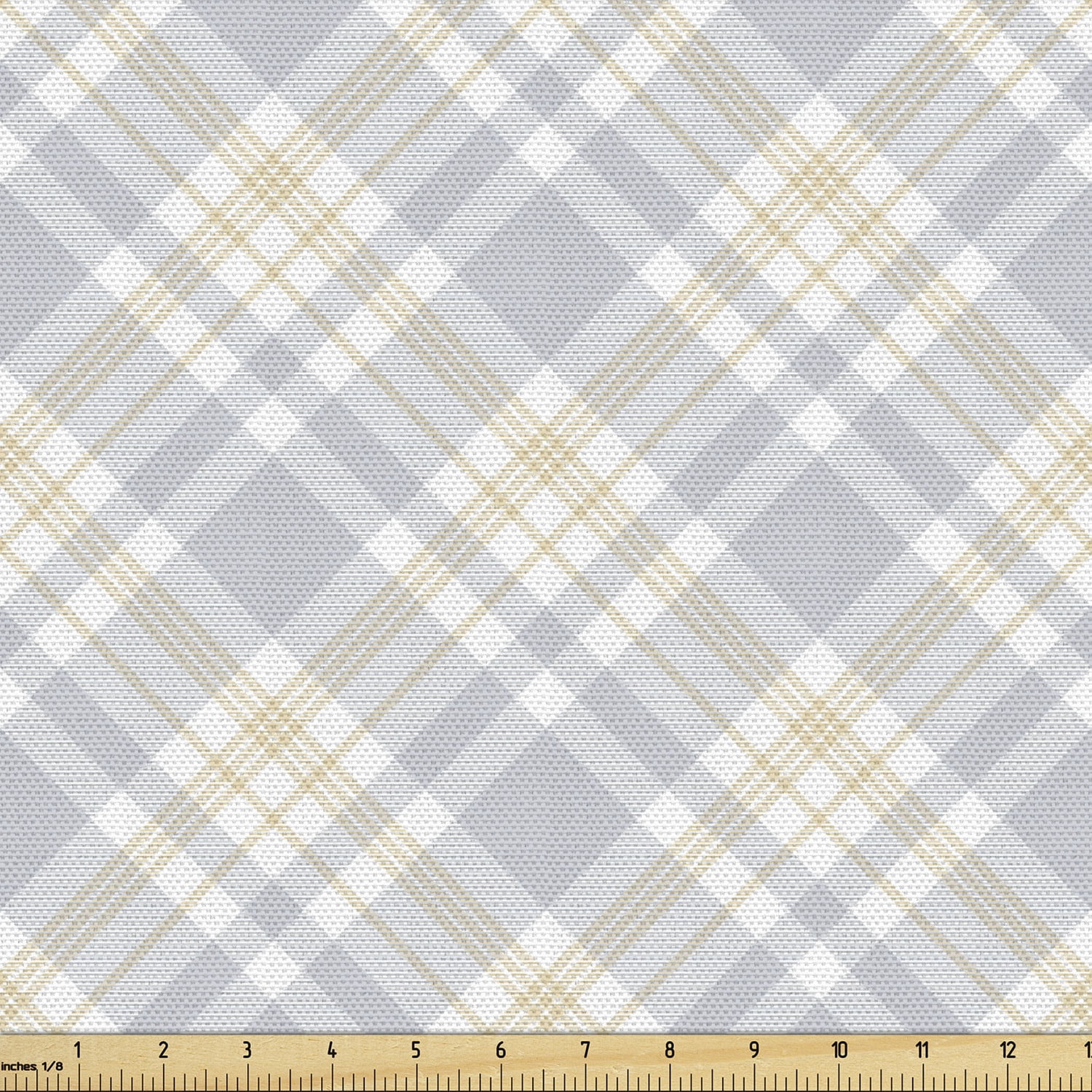 Ambesonne Classical Fabric by the Yard Upholstery, Plaid Simplistic ...