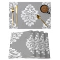Classical Floral Cotton Linen Placemats Set of 12, Grey Retro ...