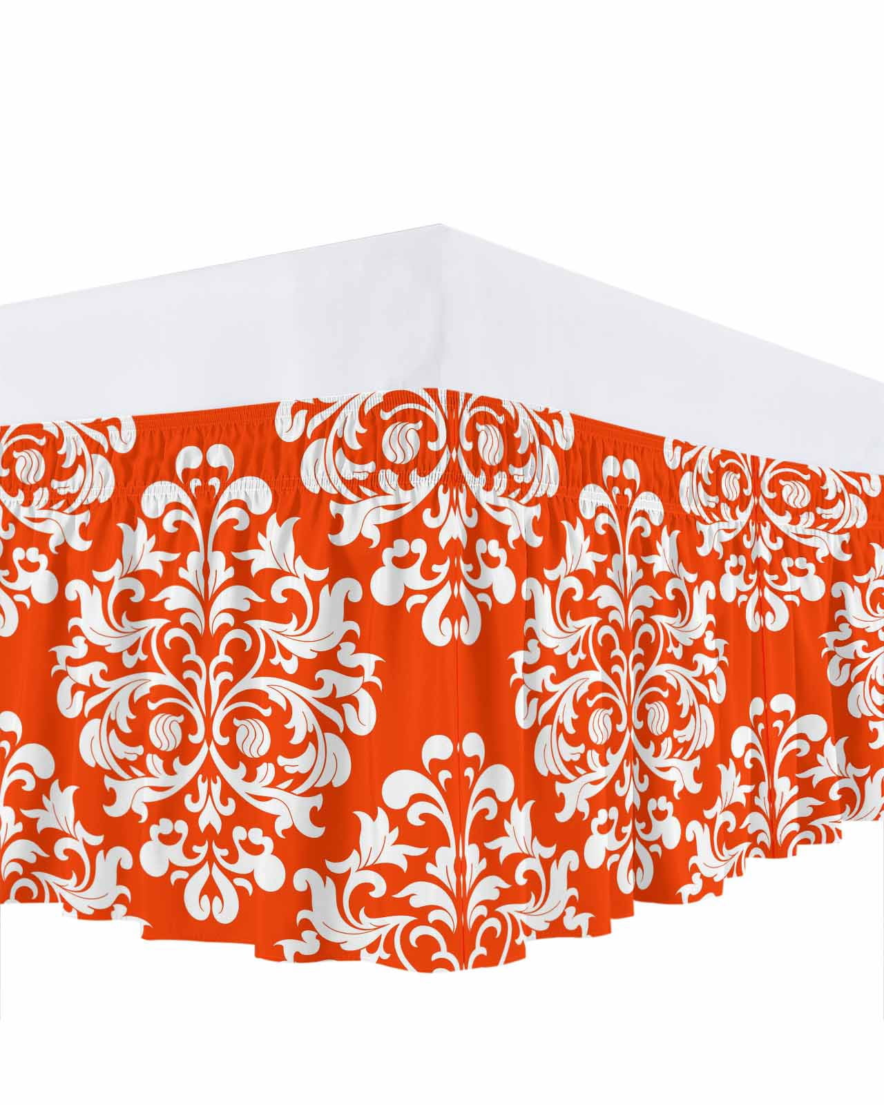 Classical Floral Ruffle Bed Skirt King Size Red Retro Symmetrical ...