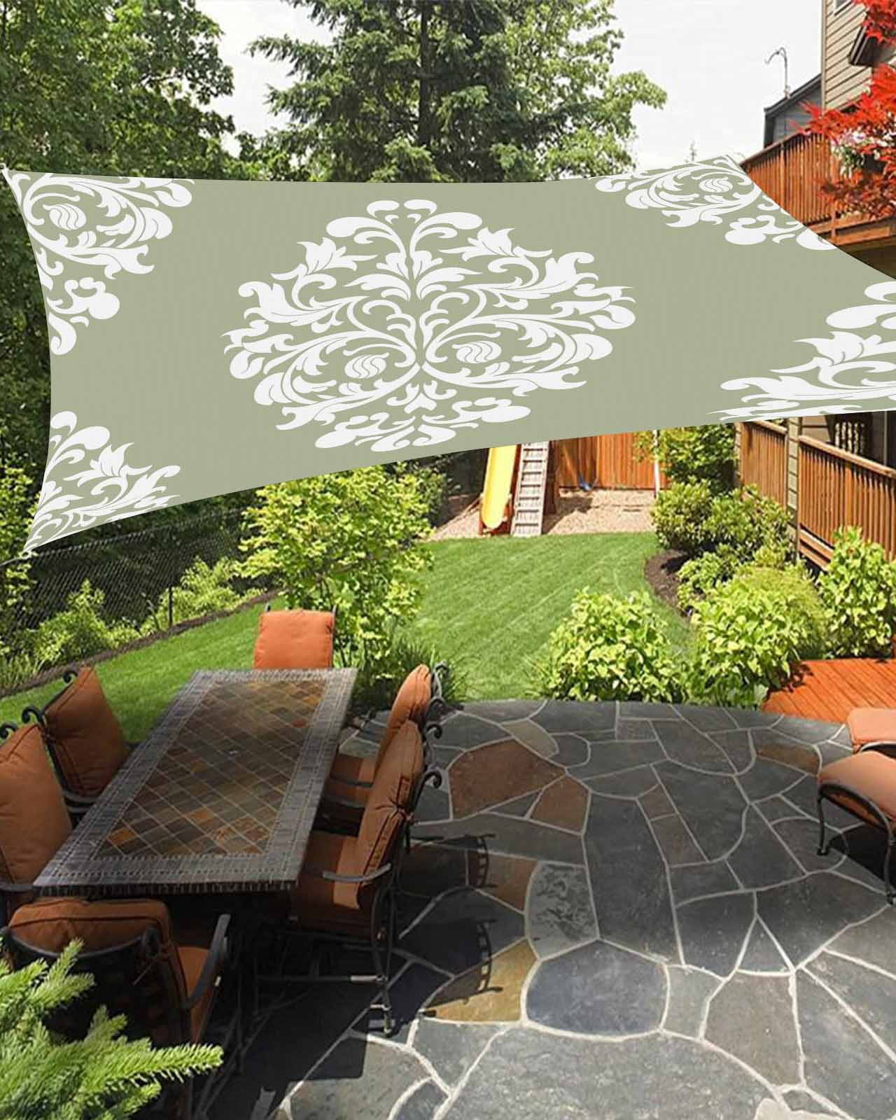 Classical Floral Sun Shade Sail 8'X10' Retro Symmetrical Sage Green ...