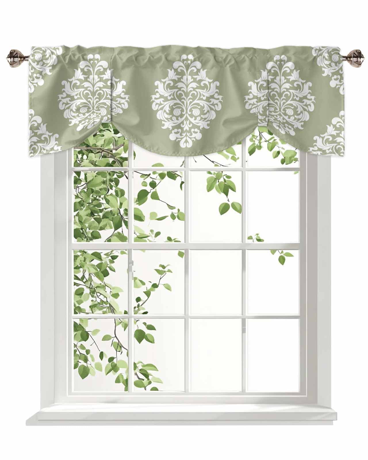 Classical Floral Tie Up Valances Curtain, Adjustable Kitchen Retro ...