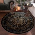Classical Golden Round Design Rug for Living Room Large Area Lounge Non ...