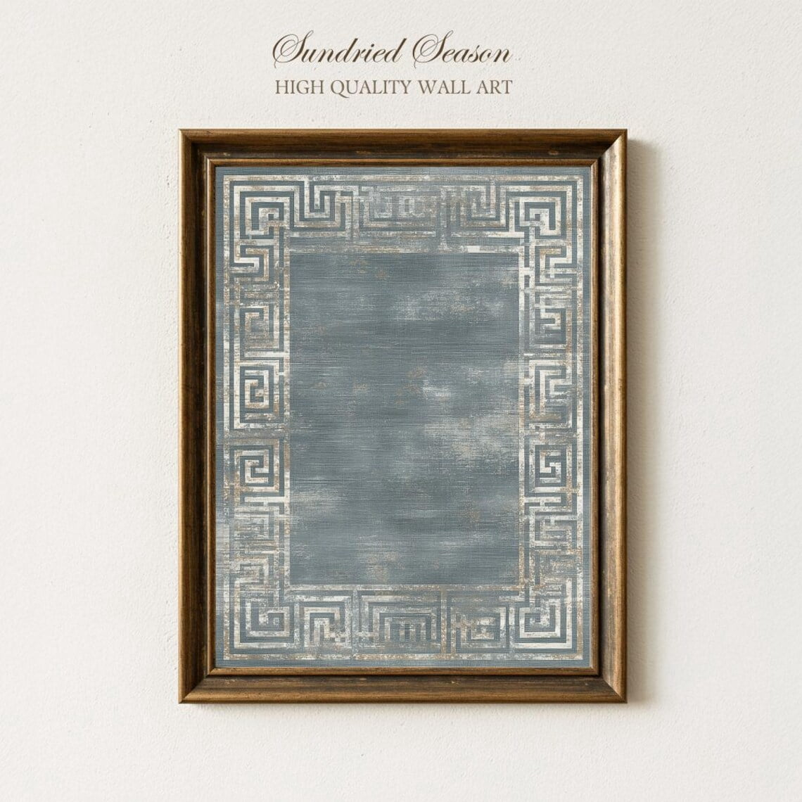 Classical Greek Border Art Weathered Blue Minimalist Meander Design ...