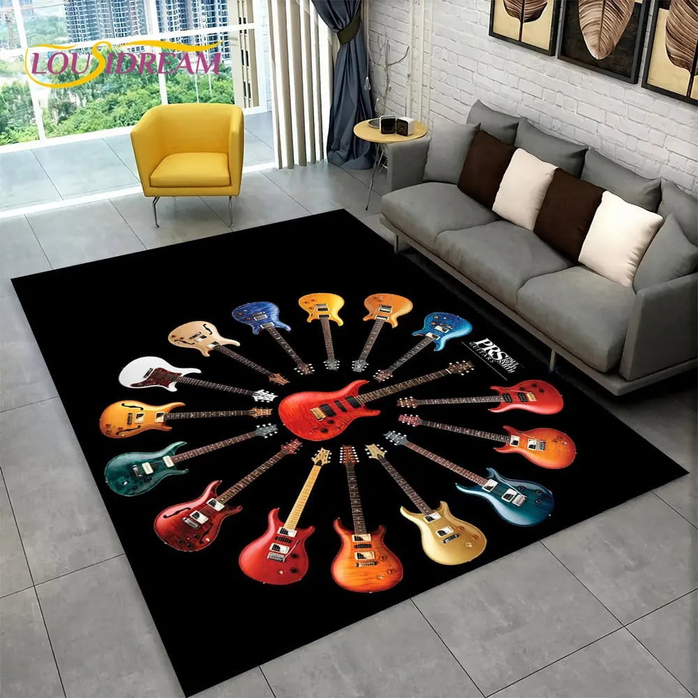 Classical Guitar Electric Guitar Bass Area Rug Carpet Rug for Living ... Classical Guitar Electric Guitar Bass Area Rug Carpet Rug for Living ...