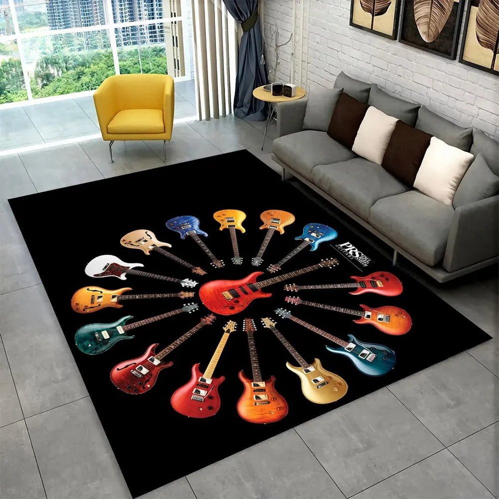Classical Guitar Electric Guitar Bass Area Rug Carpet Rug for Living ...
