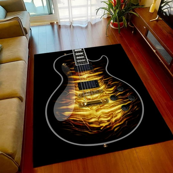Classical Guitar Electric Guitar Bass Area Rug Carpet Rug for Living ...