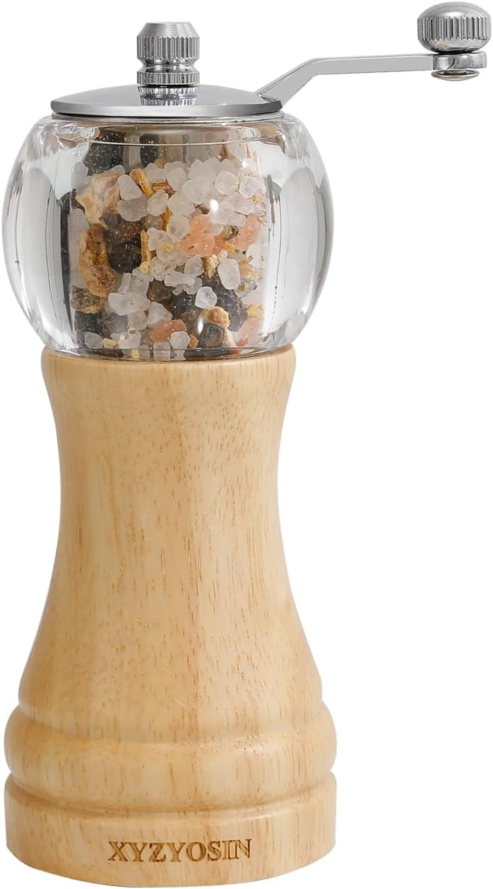 Classical Hand Shake Rubber Wood Salt or Pepper Grinder Set Refillable ...
