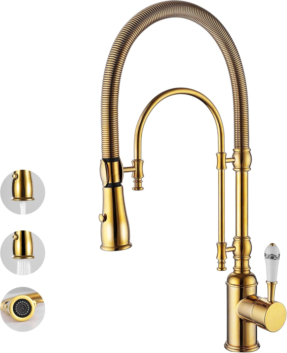Classical High Arc Single Handle Spring Kitchen Faucet with Pull Down ...